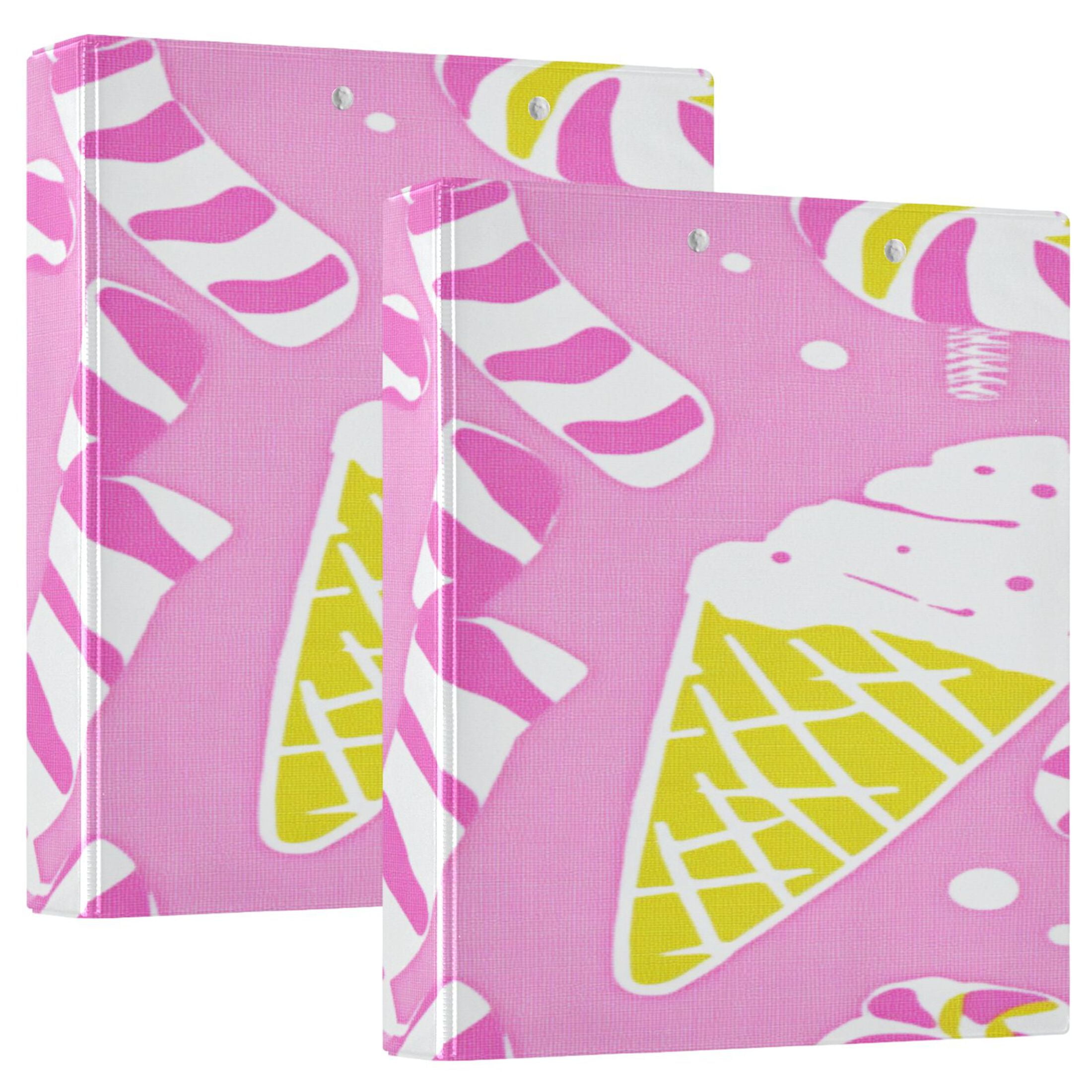 Illustrated Candies and Ice Cream 12.4x10.6in PVC Round Ring Binder, D ...