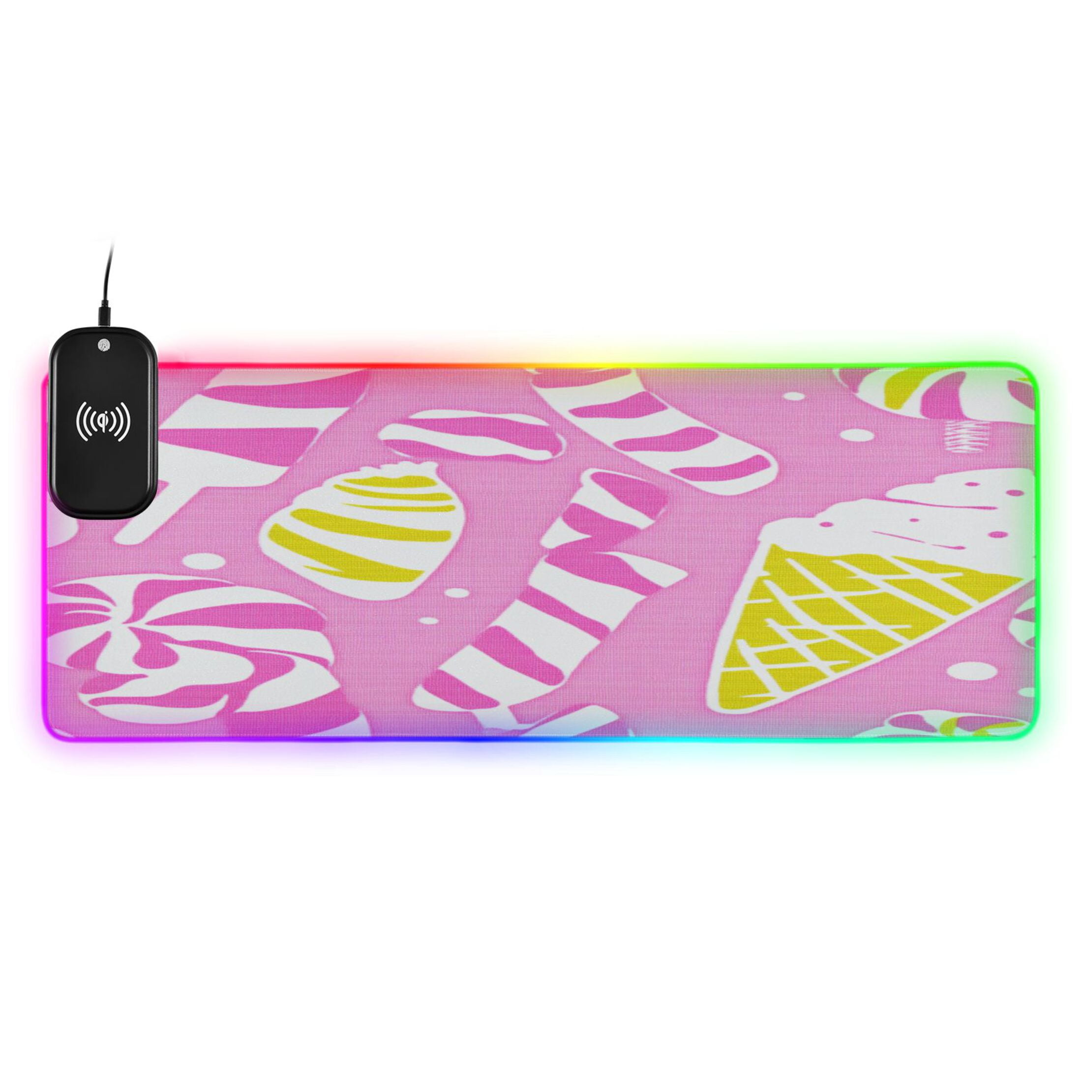 Illustrated Candies and Ice Cream Large RGB Gaming Mouse Pad with Fast ...