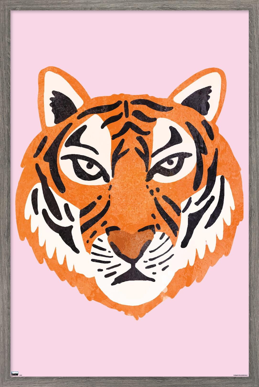 Illustrated Cool Tiger Wall Poster, 22.375" x 34" Framed - Walmart.com