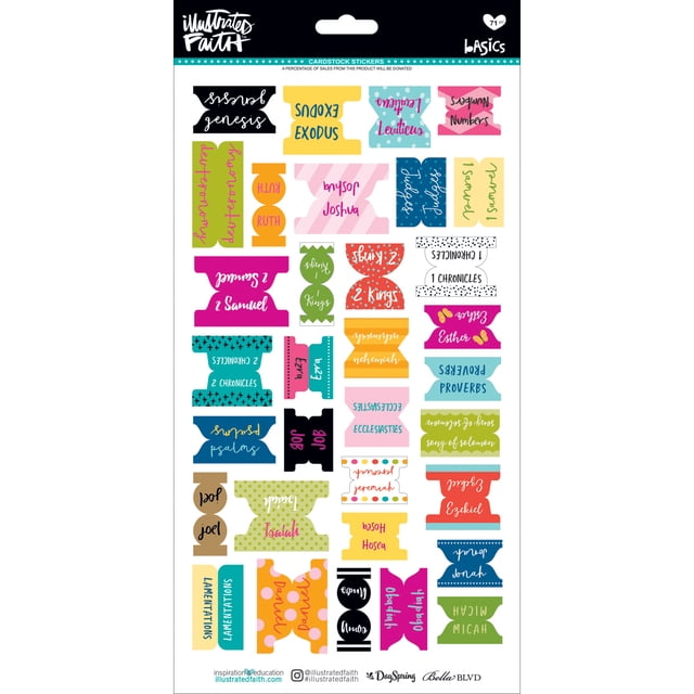 Illustrated Faith Basics Bible Book Tabs Stickers-Colorful - Walmart.com