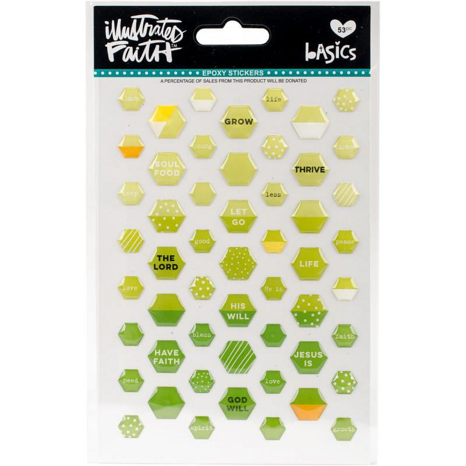 Illustrated Faith Basics Mini Hexies Epoxy Stickers-olive You - Walmart.com