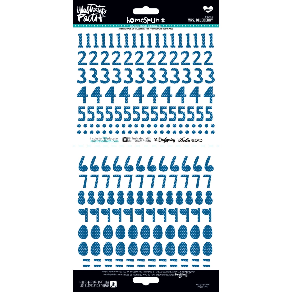 Illustrated Faith Basics Stickers 6"X12"-Homespun Mrs. Blueberry ...