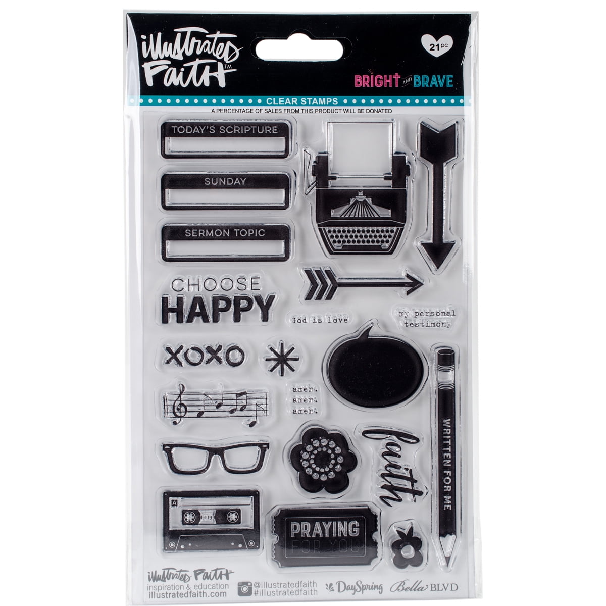 Illustrated Faith Bright And Brave Collection Clear Acrylic Stamps ...