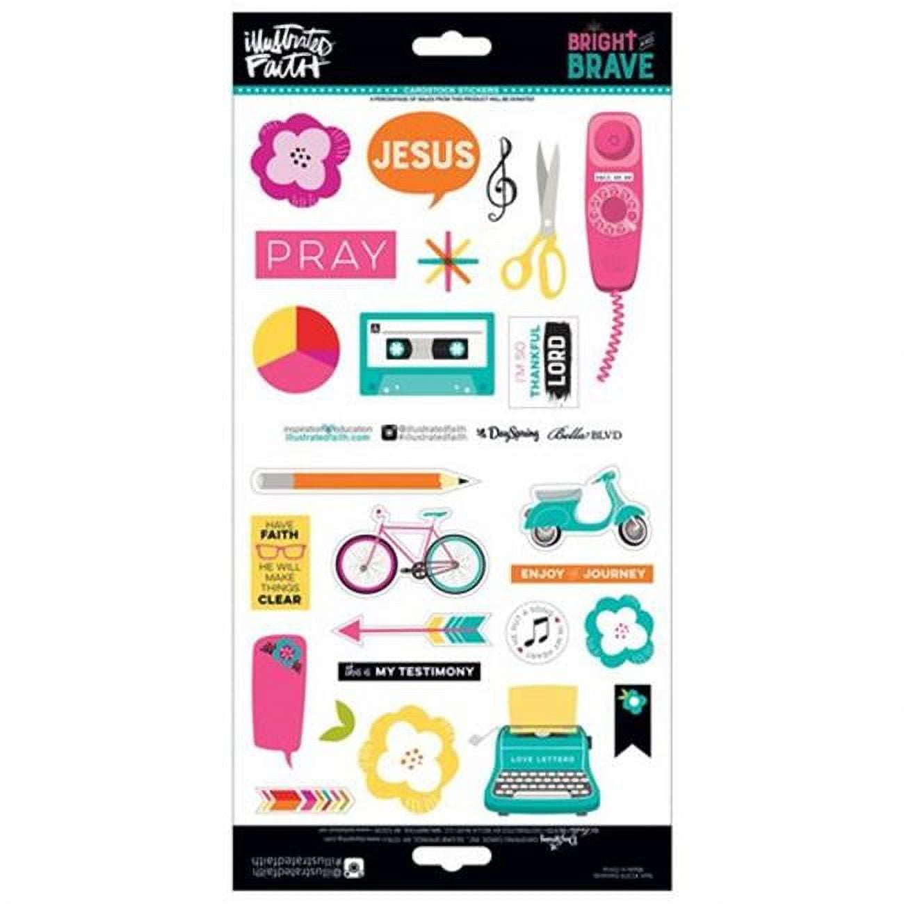 Illustrated Faith Bright & Brave Stickers 12"X12"-Elements - Walmart.com