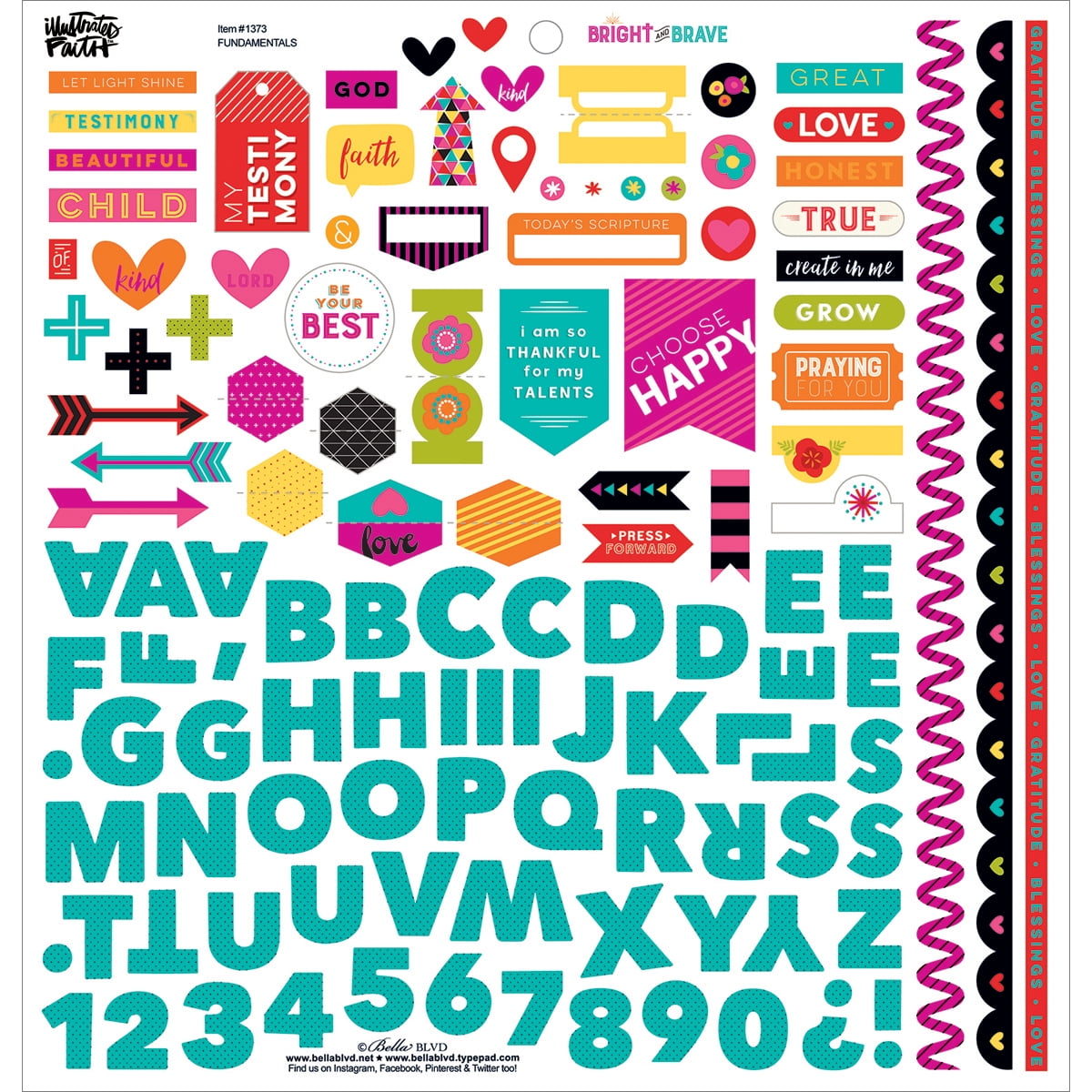 Illustrated Faith Bright & Brave Stickers 12"X12"-Fundamentals ...