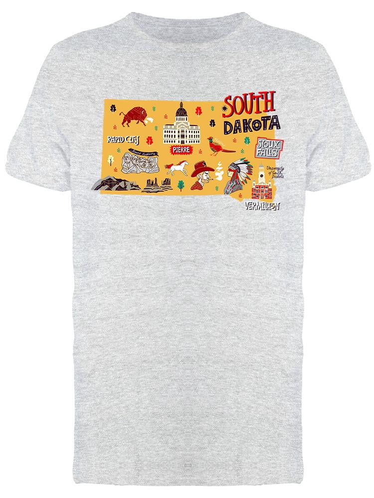 Illustrated Map Of South Dakota T-Shirt Men -Image by Shutterstock ...