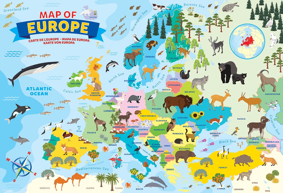 Illustrated Map of Europe - Walmart.com