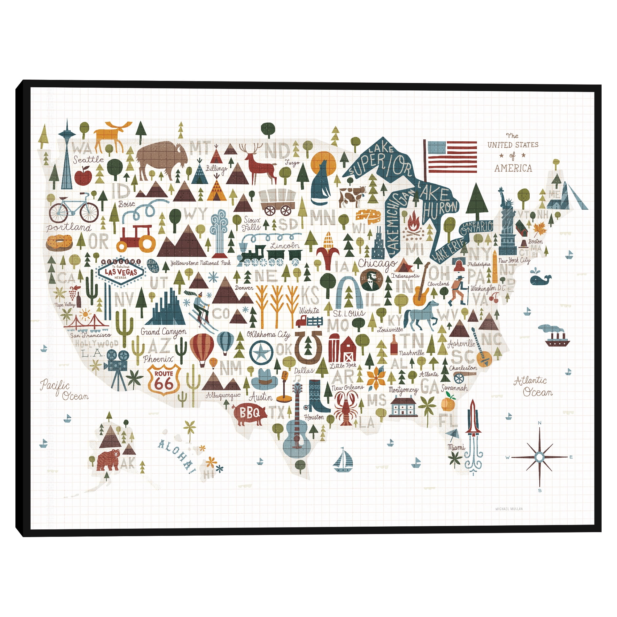 Illustrated USA Map - Walmart.com