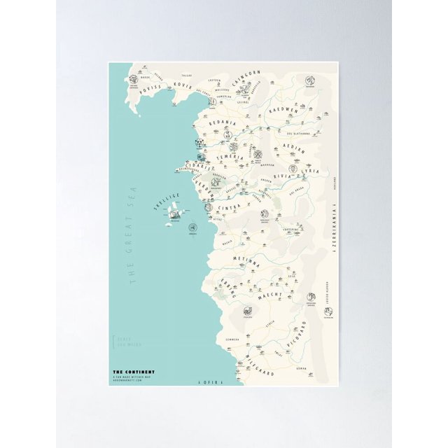 Illustrated Witcher World Map Poster - Walmart.com