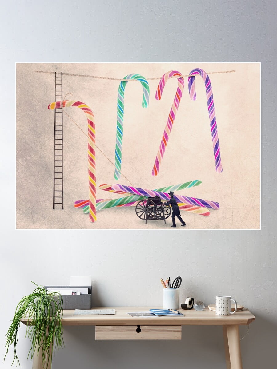 Illustration Candies, Barley Sugar Poster Wall Art, Modern Wall Decor ...