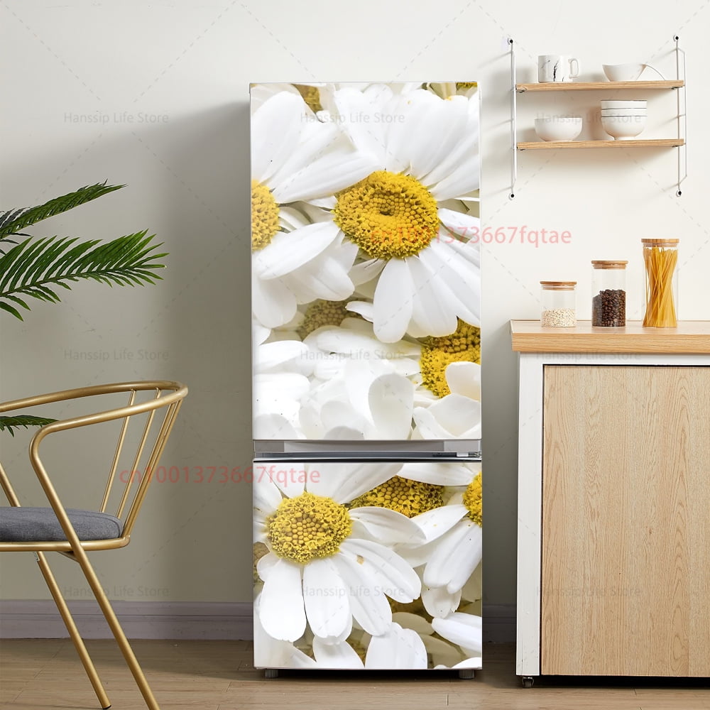 Illustration Flower Printed Fridge Door Sticker Waterproof PVC ...