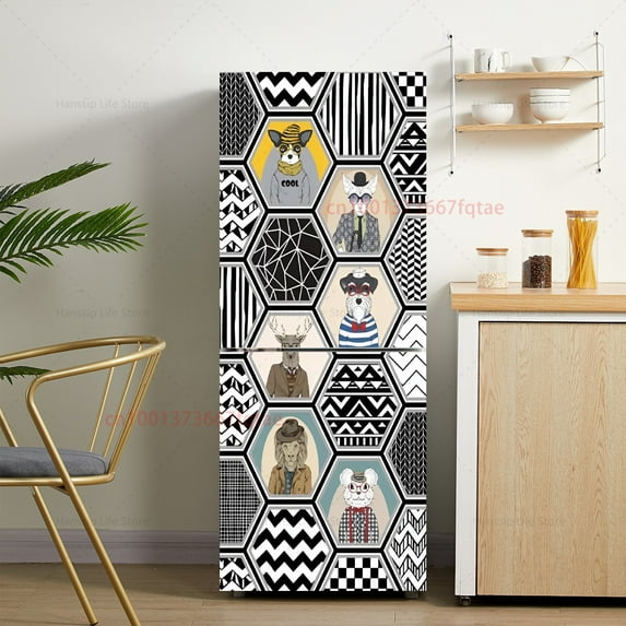 Illustration Flower Printed Fridge Door Sticker Waterproof PVC ...