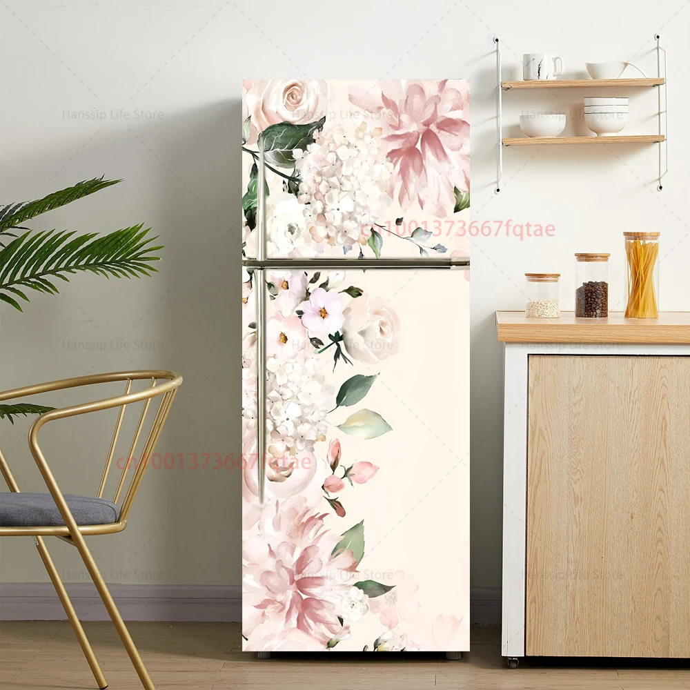 Illustration Flower Printed Fridge Door Sticker Waterproof PVC ...