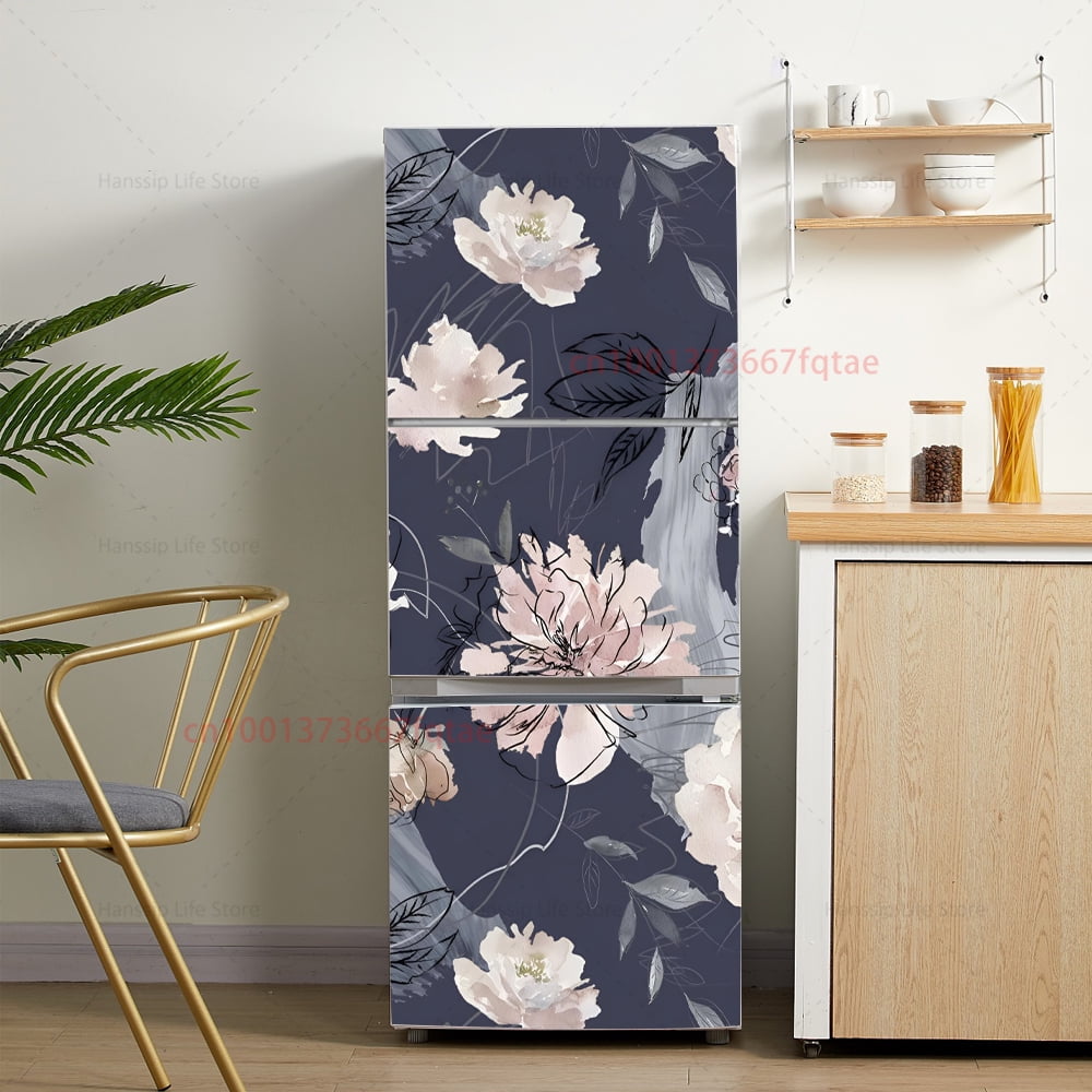 Illustration Flower Printed Fridge Door Sticker Waterproof PVC ...