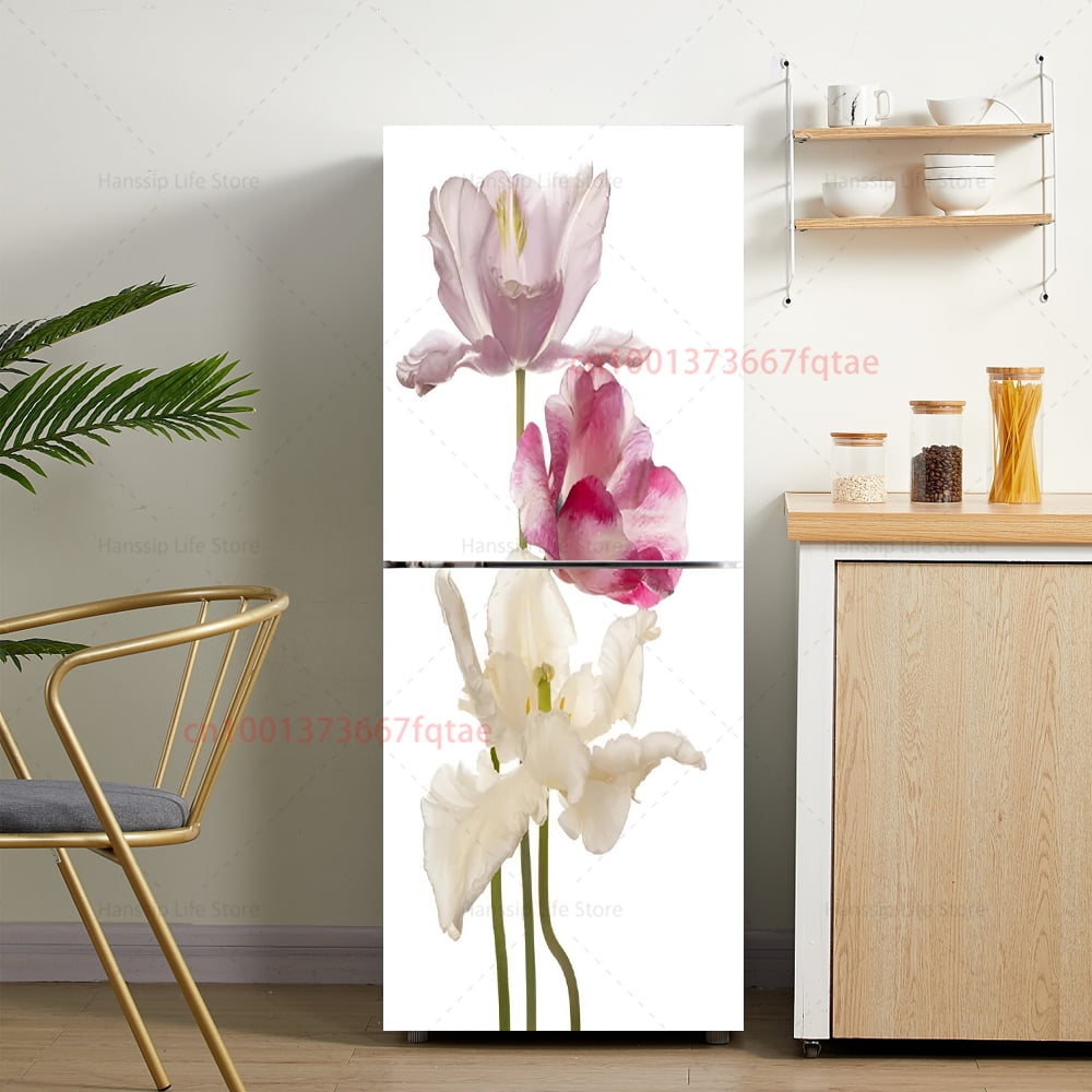 Illustration Flower Printed Fridge Door Sticker Waterproof PVC ...