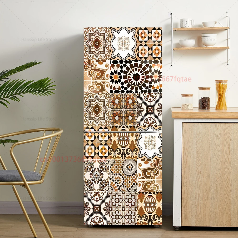 Illustration Flower Printed Fridge Door Sticker Waterproof PVC ...