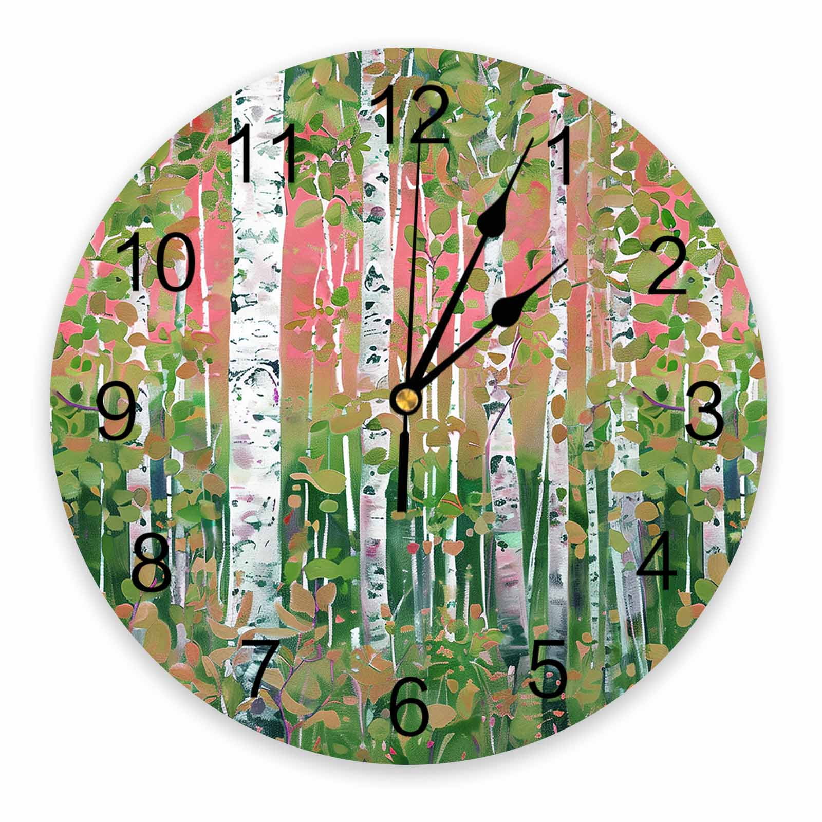 Illustration Forest Plants PVC Wall Clock Bedroom ration Wall Clock ...