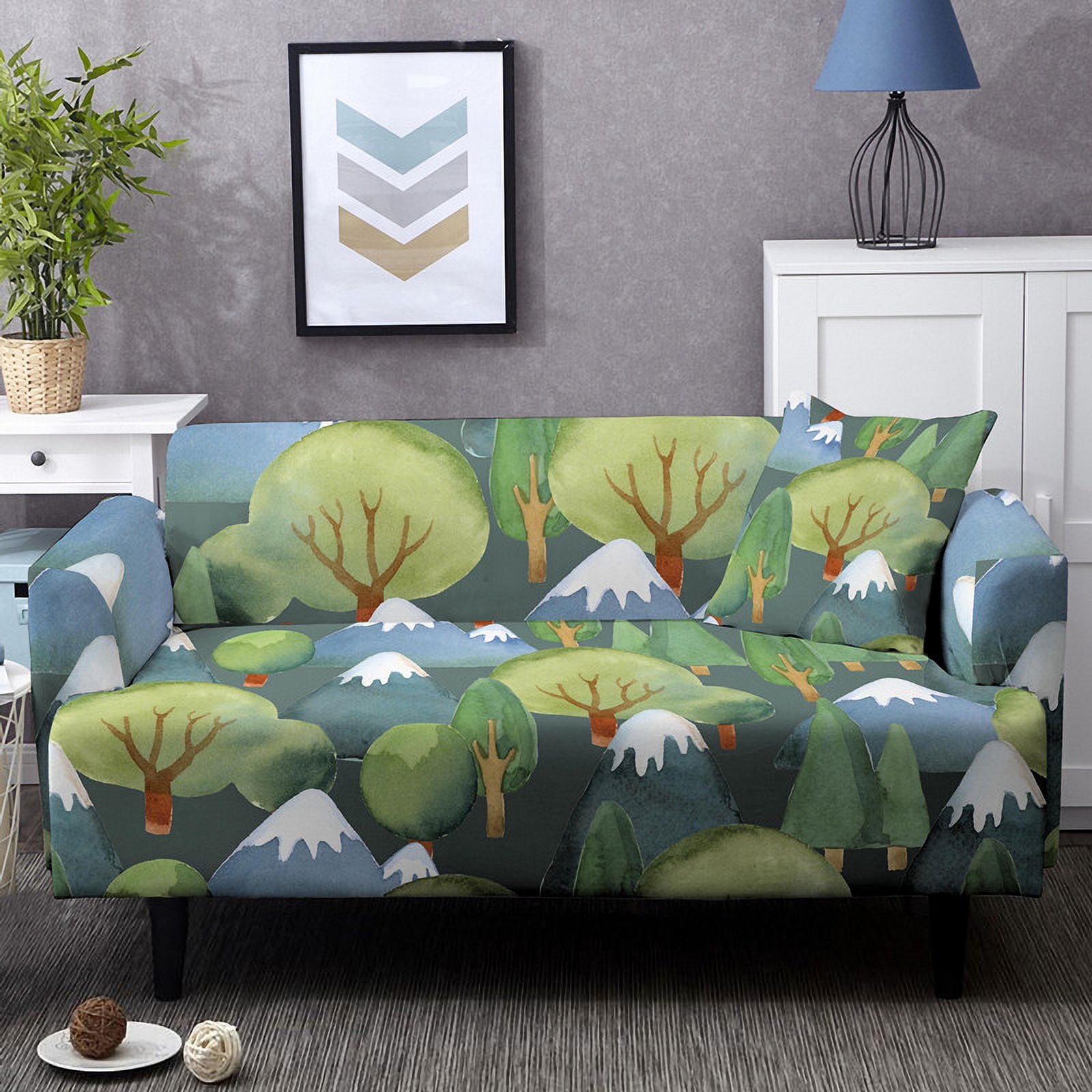 Illustration Landscape Design 1/2/3/4 Seater Washable Slipcover For ...