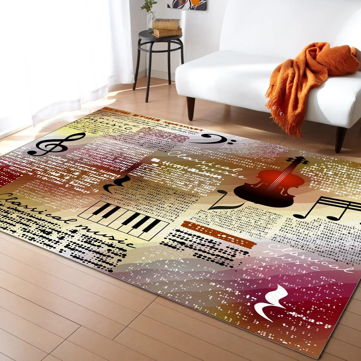 Illustration Music Note Color Carpets for Bed Room Modern Home Floor ...
