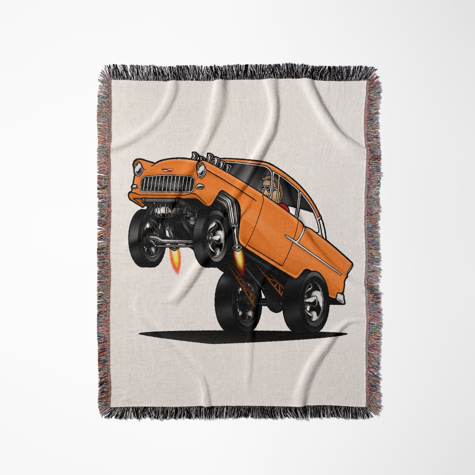 Illustration Of A 1955 Chev Gasser At The Drag Strip Popping A Wheelie ...