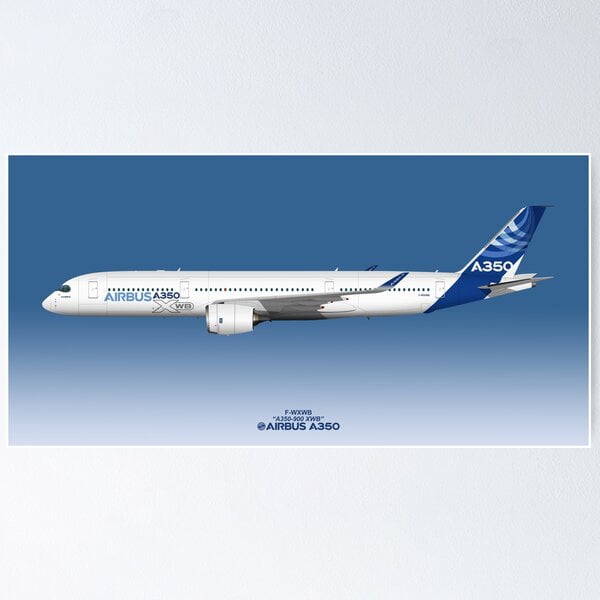 Illustration Of Airbus A350 F-Wxwb Poster Wall Art, Modern Wall Decor ...