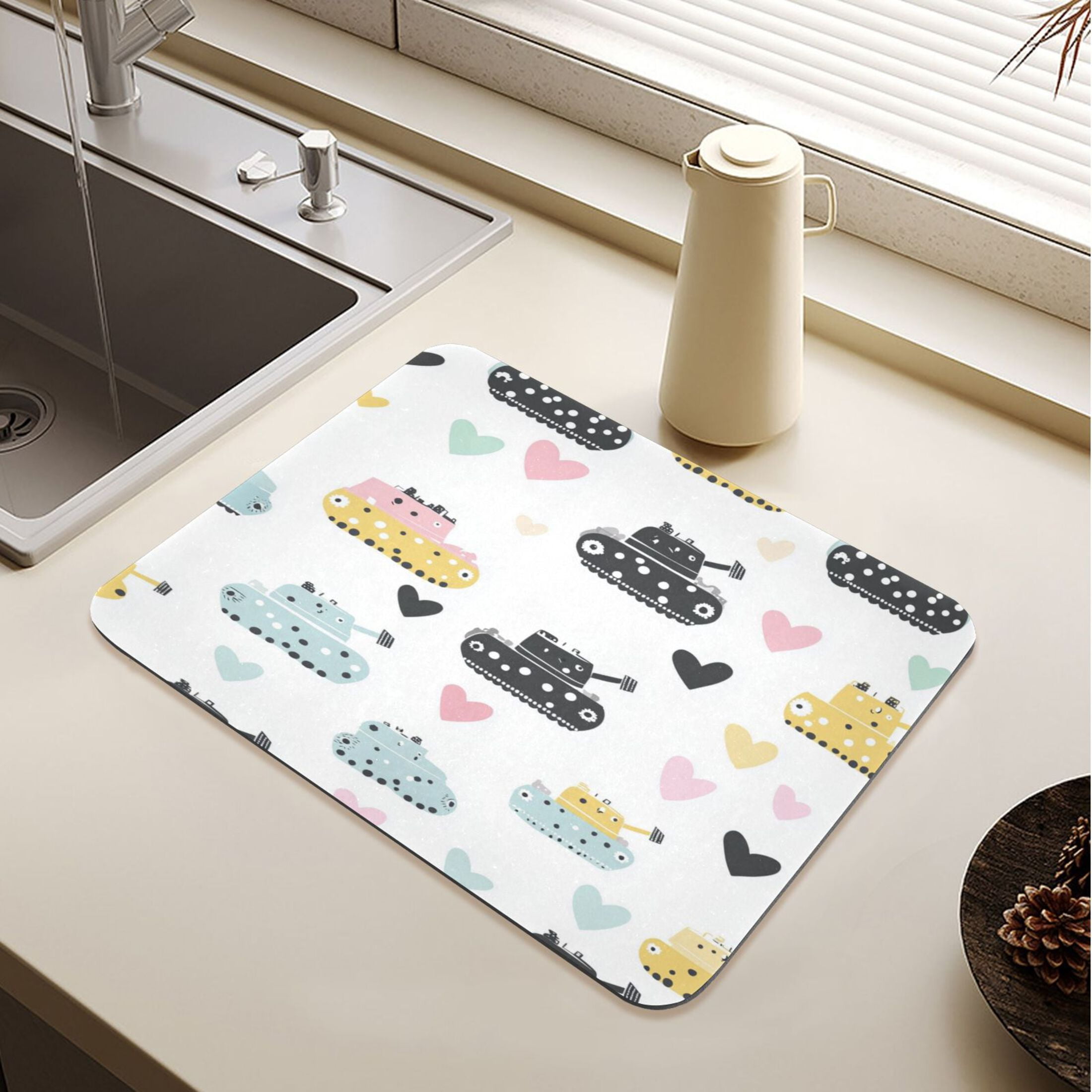 Illustration Of Colorful Cute Tanks Drying Mat Diatomaceous Earth Super ...