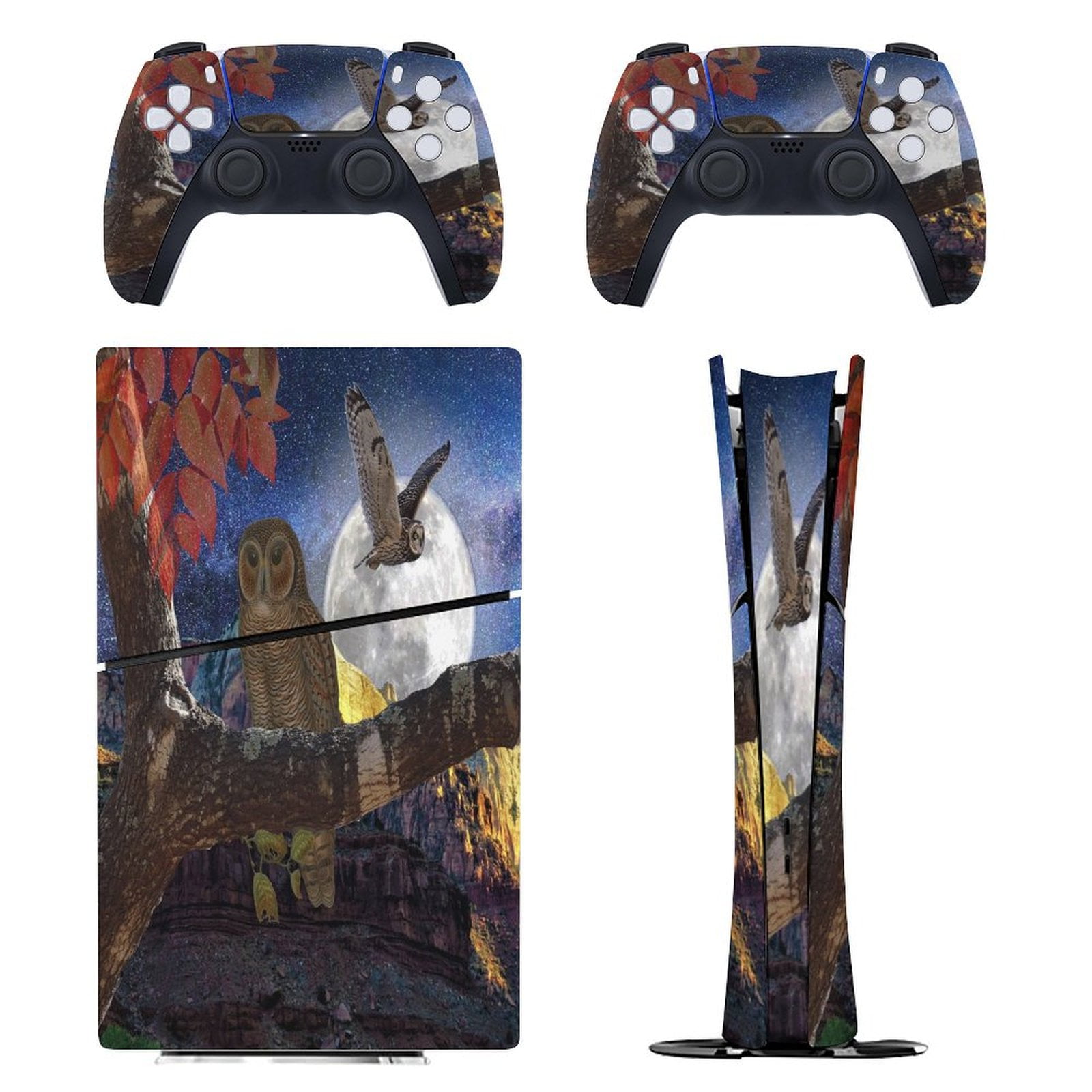 Illustration, Owl, Night PS5/PS5 Slim Digital Disc Skin Sticker For ...