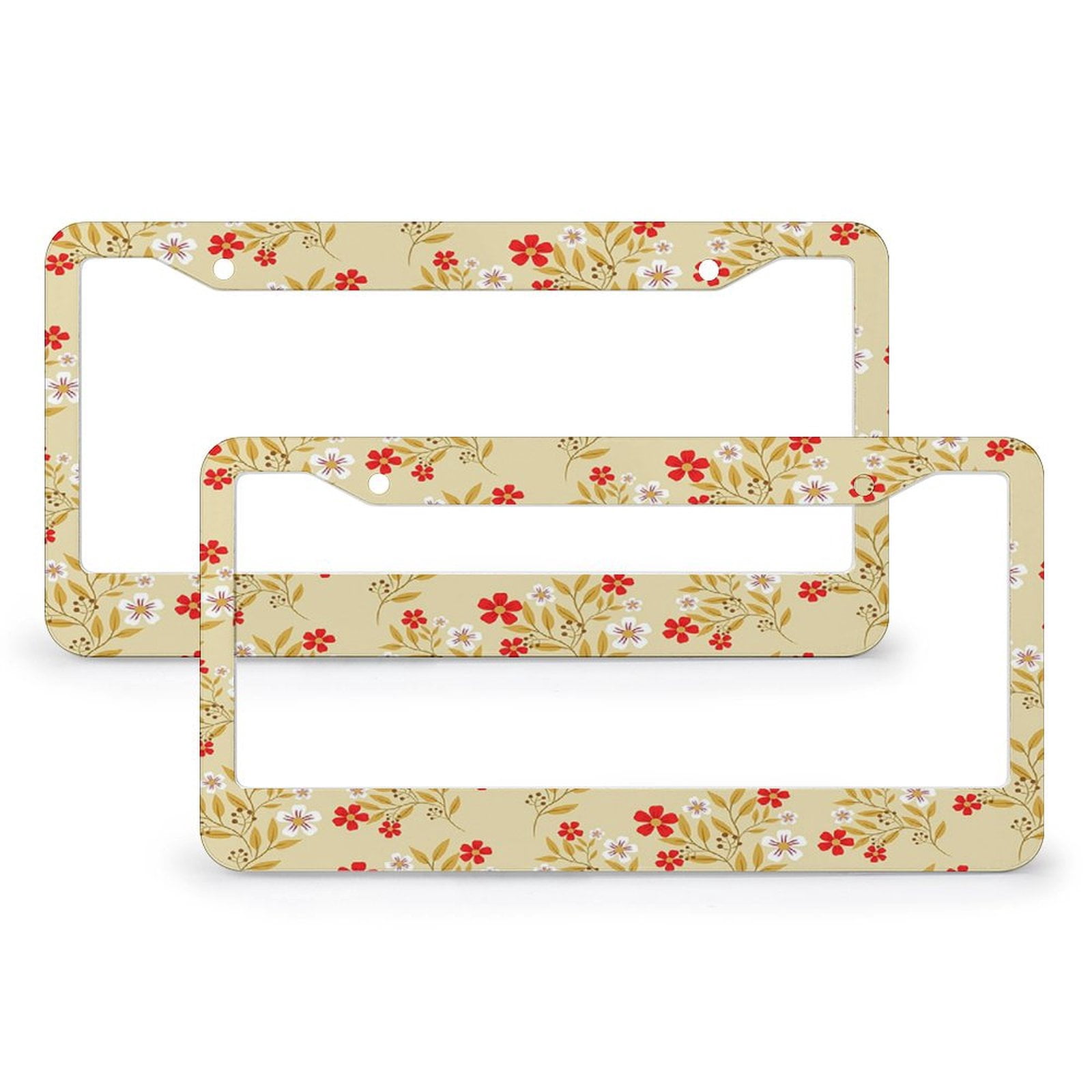 Illustration Pattern Flowers 2 Pack License Plate Frame - Car Plate ...