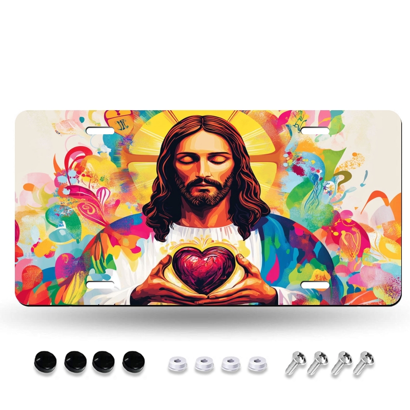 Illustration of The Sacred Heart of Jesus Christ License Plate Frame ...