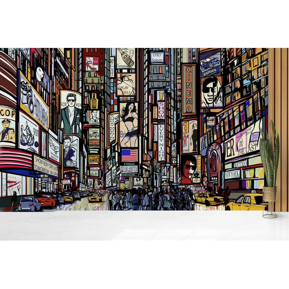 Illustration of a Street in New York, Bright Wallpaper, Wallpaper Wall ...