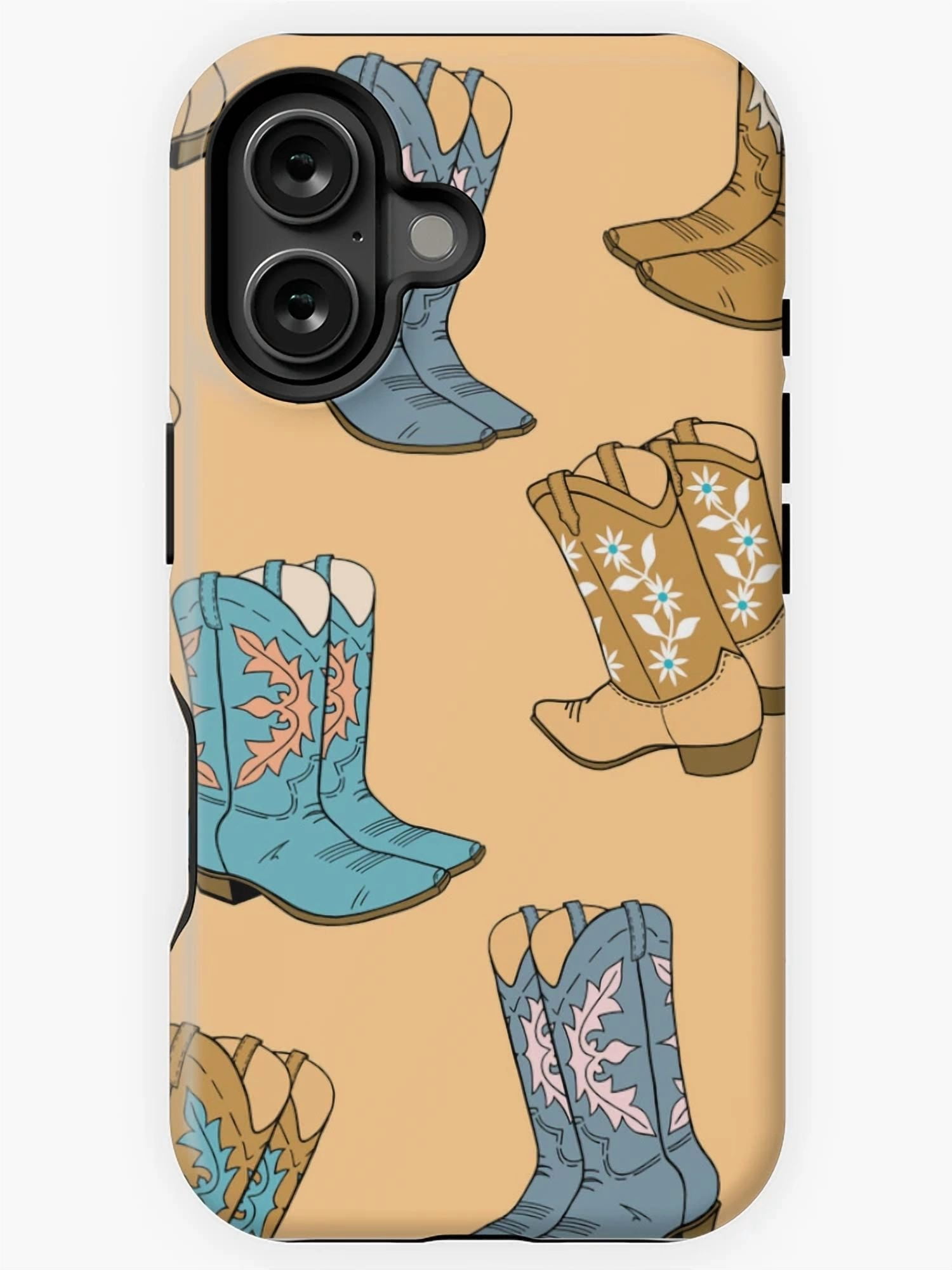 Illustration of Colourful Cowboy Boots Peach Background iPhone Case 11 ...