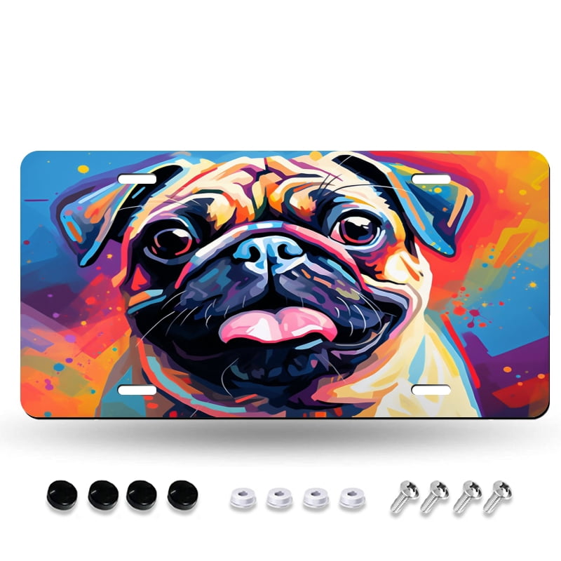 Illustration of Cute Bulldog Front License Plate, Decorative Novelty ...