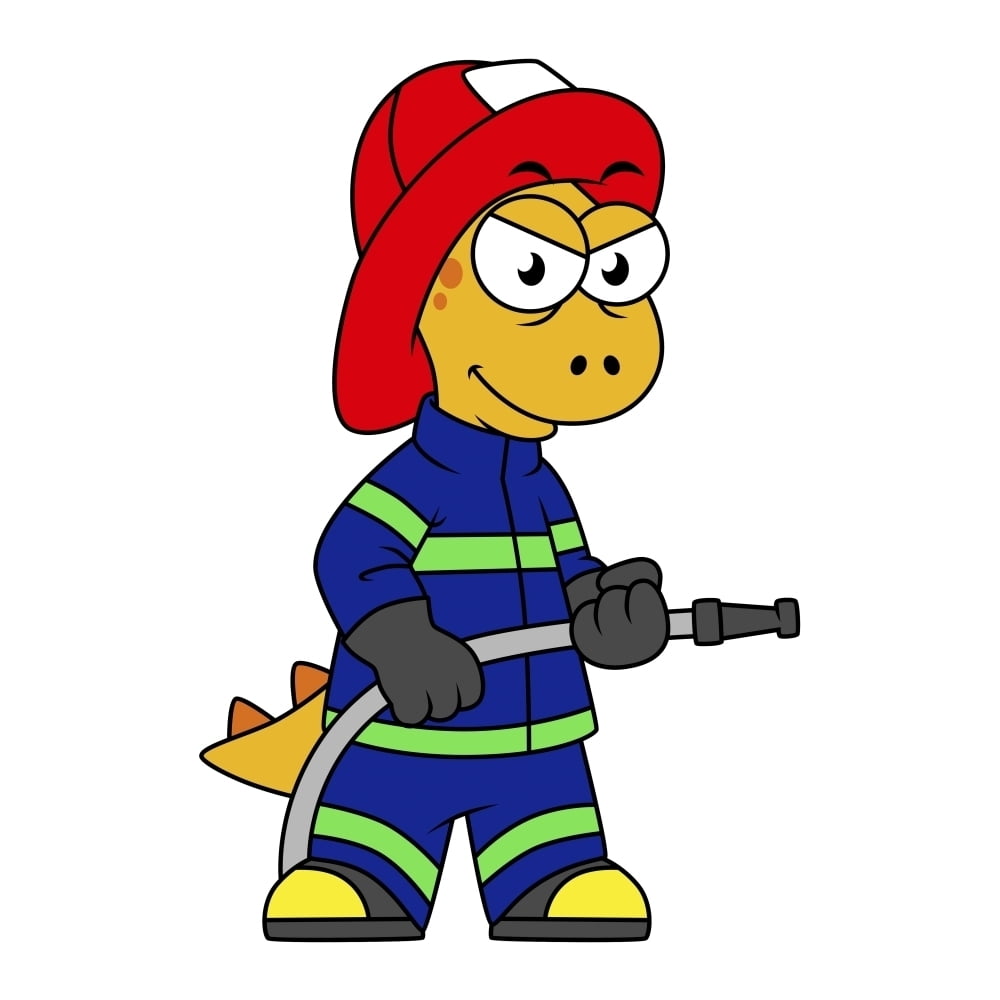 Illustration of a Tyrannosaurus Rex firefighter Poster Print - Walmart.com