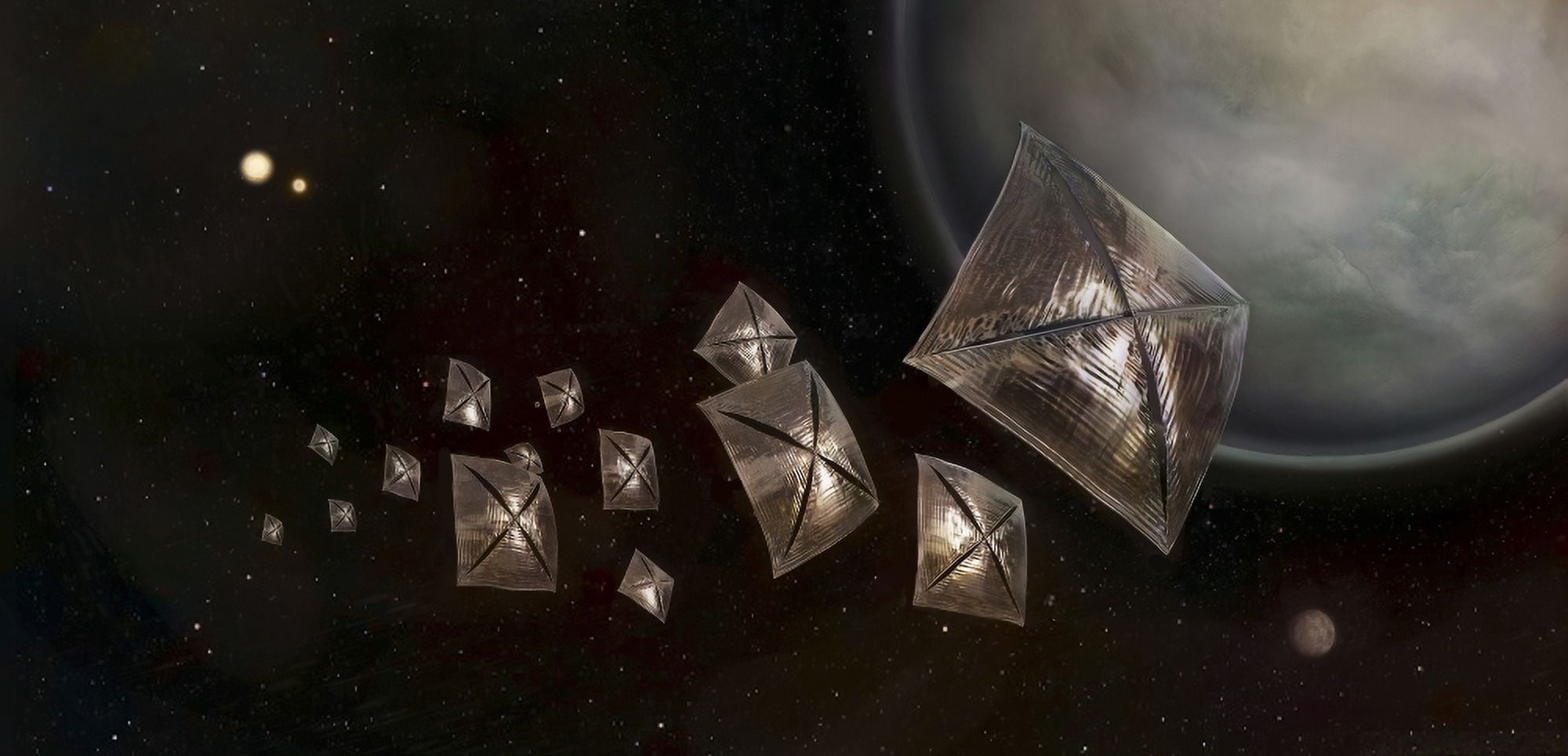 Illustration of future lightsail spacecraft studying the Alpha Centauri ...