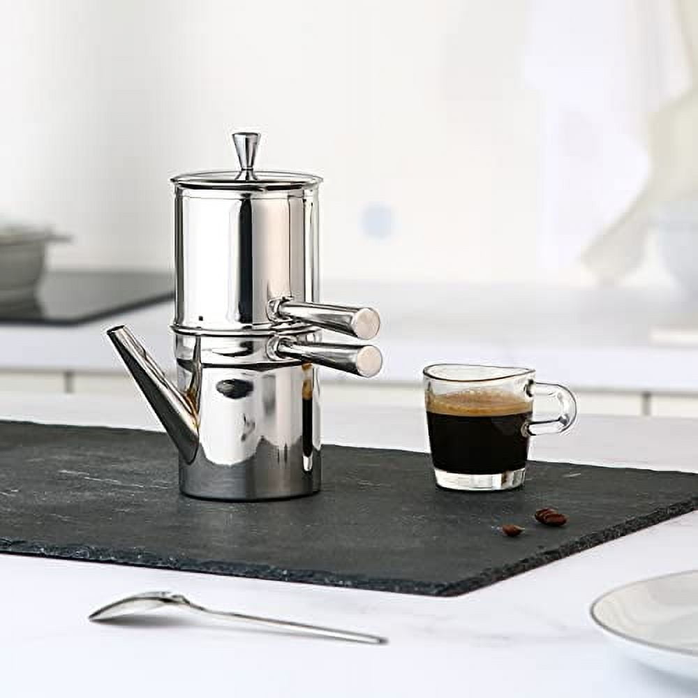 Ilsa Stainless Steel Neapolitan Drip Coffee Maker with Spout, 3 Cup ...