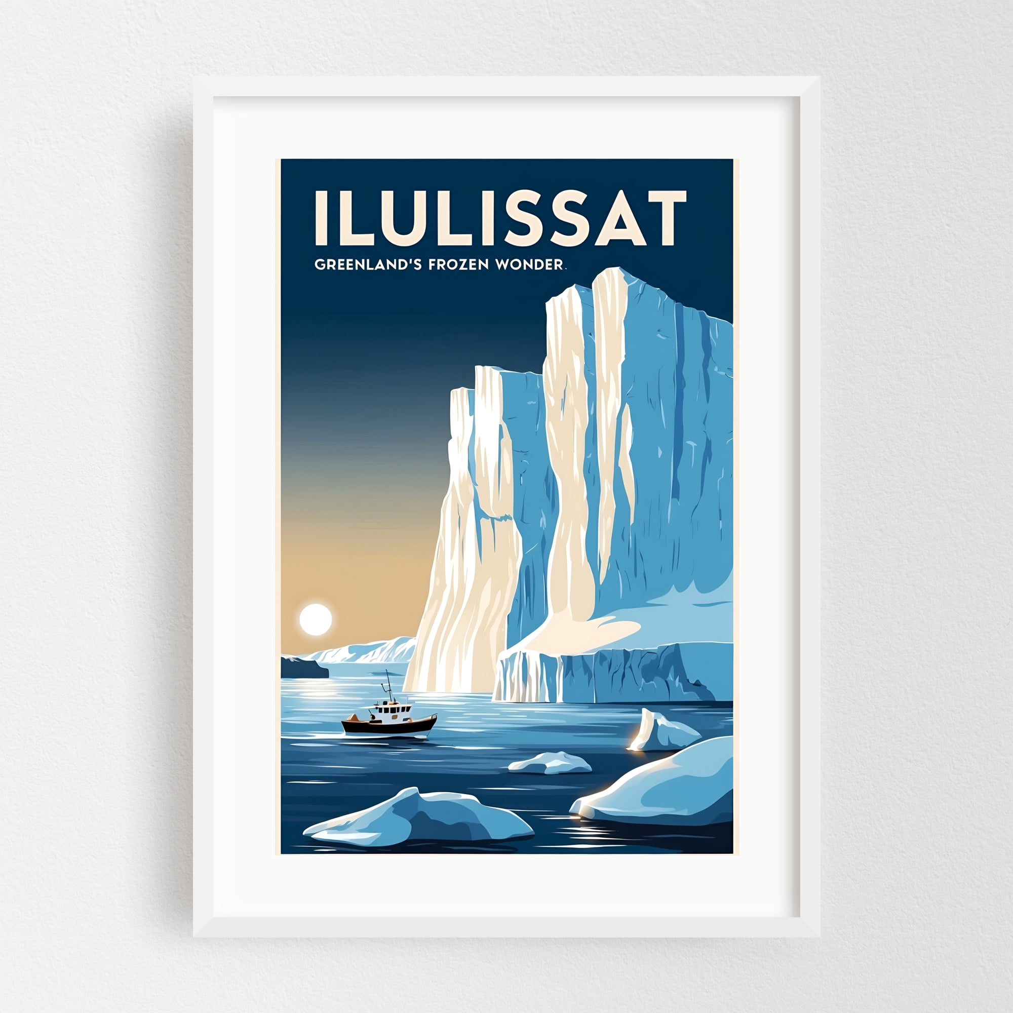 Ilulissat Vintage Travel Poster – Arctic Icefjord Wonderland ...