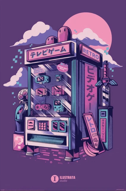 Ilustrata - Pop-Art Poster (Retro Gaming Vending Machine) UNFRAMED ...