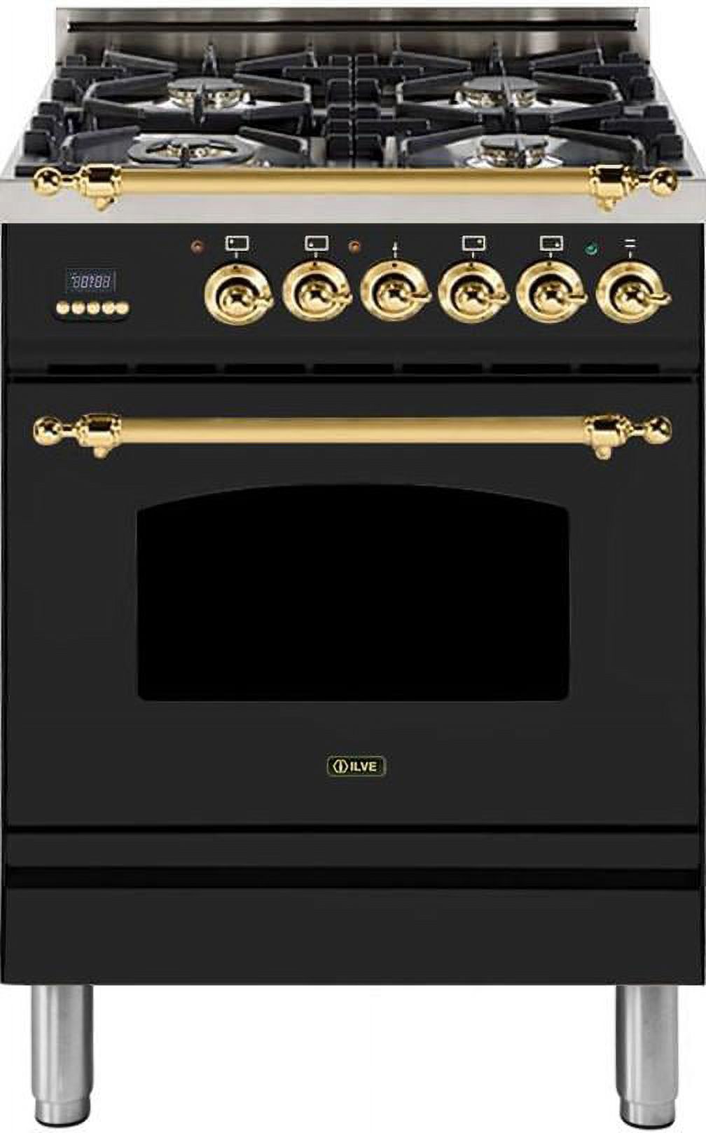 Ilve Nostalgie 24' Freestanding Dual Fuel Stove, 4 Sealed Brass Burners ...