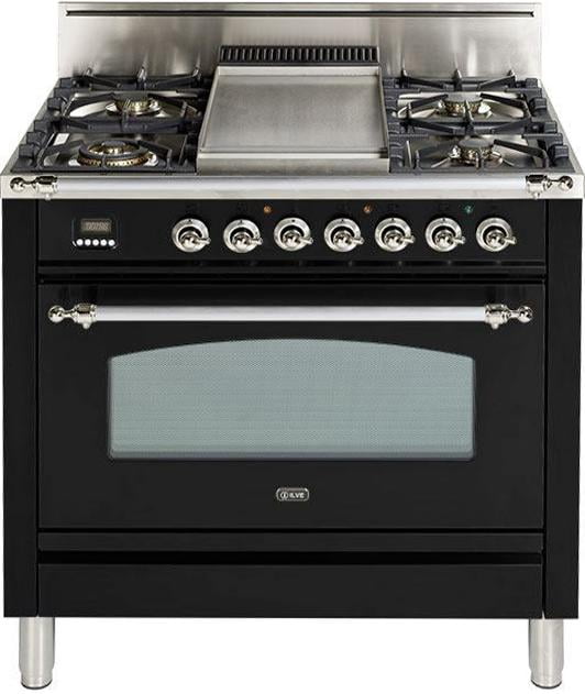 ILVE Nostalgie 36" NG Modern Metal Single Oven Gas Range in Glossy ...