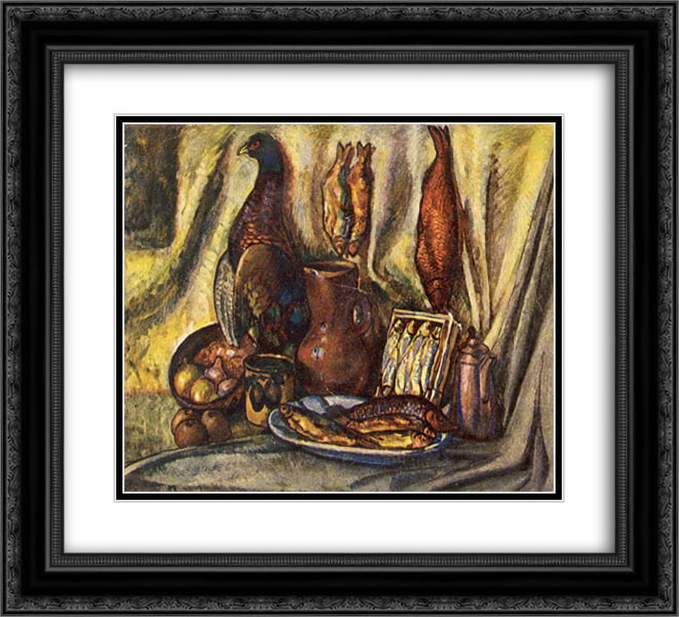 Ilya Mashkov 2x Matted 24x20 Black Ornate Framed Art Print 'Still life ...