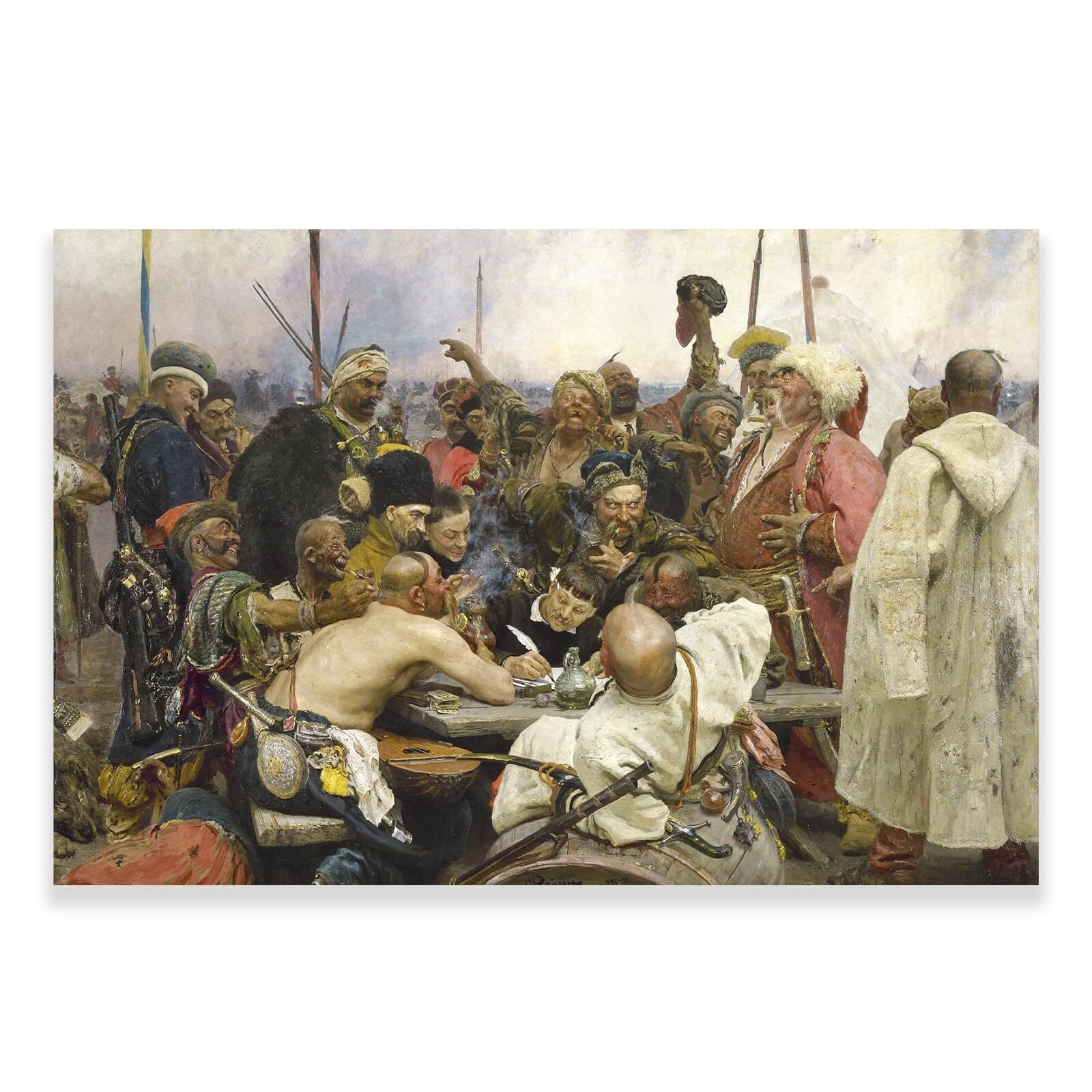 Ilya Repin Canvas Wall Art - The Zaporozhye Cossacks Art Poster ...