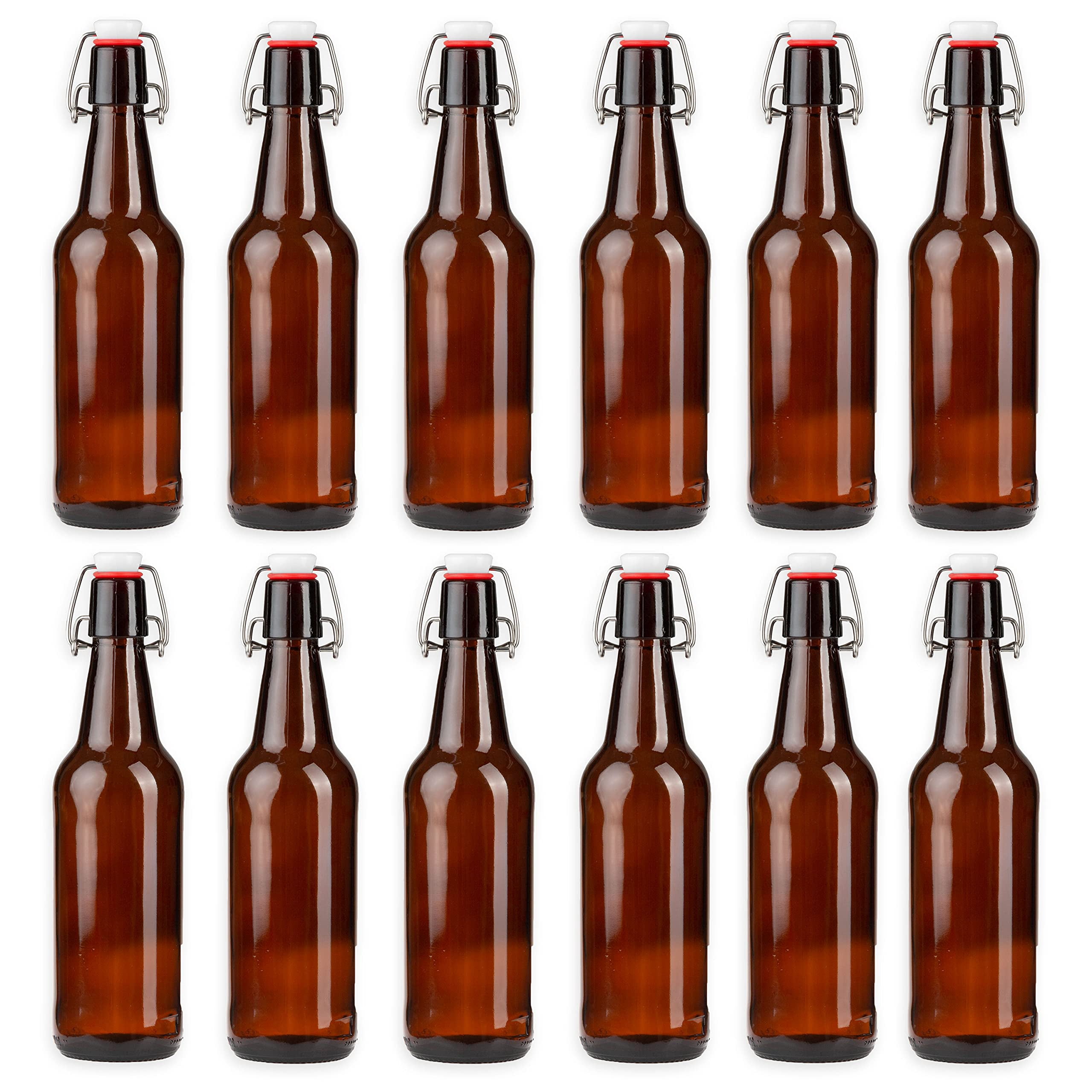 Ilyapa 12oz Amber Glass Beer Bottles for Home Brewing - 12 Pack with ...