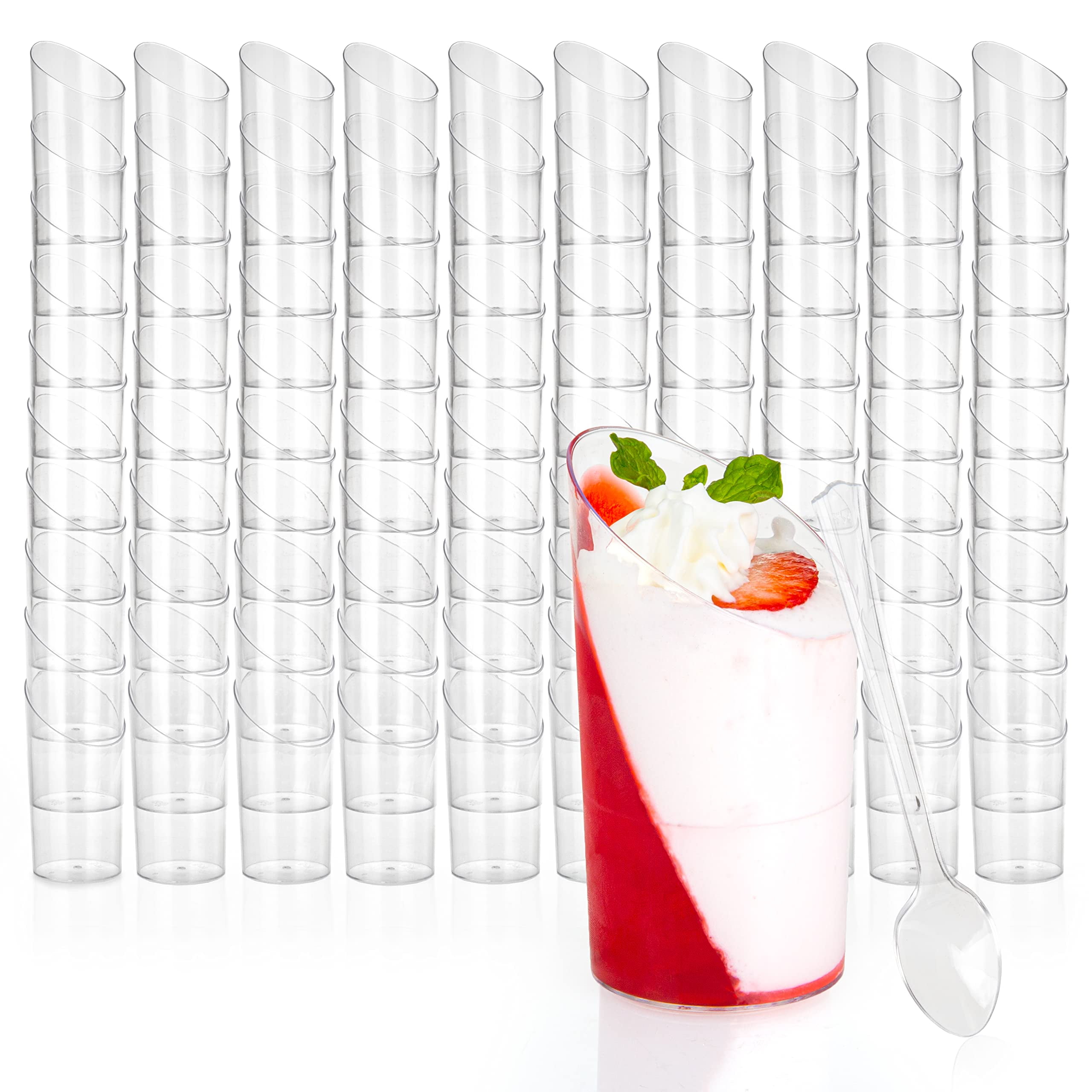 Ilyapa 3oz Plastic Dessert Cups - 100 Pack Mini Dessert Cups with ...