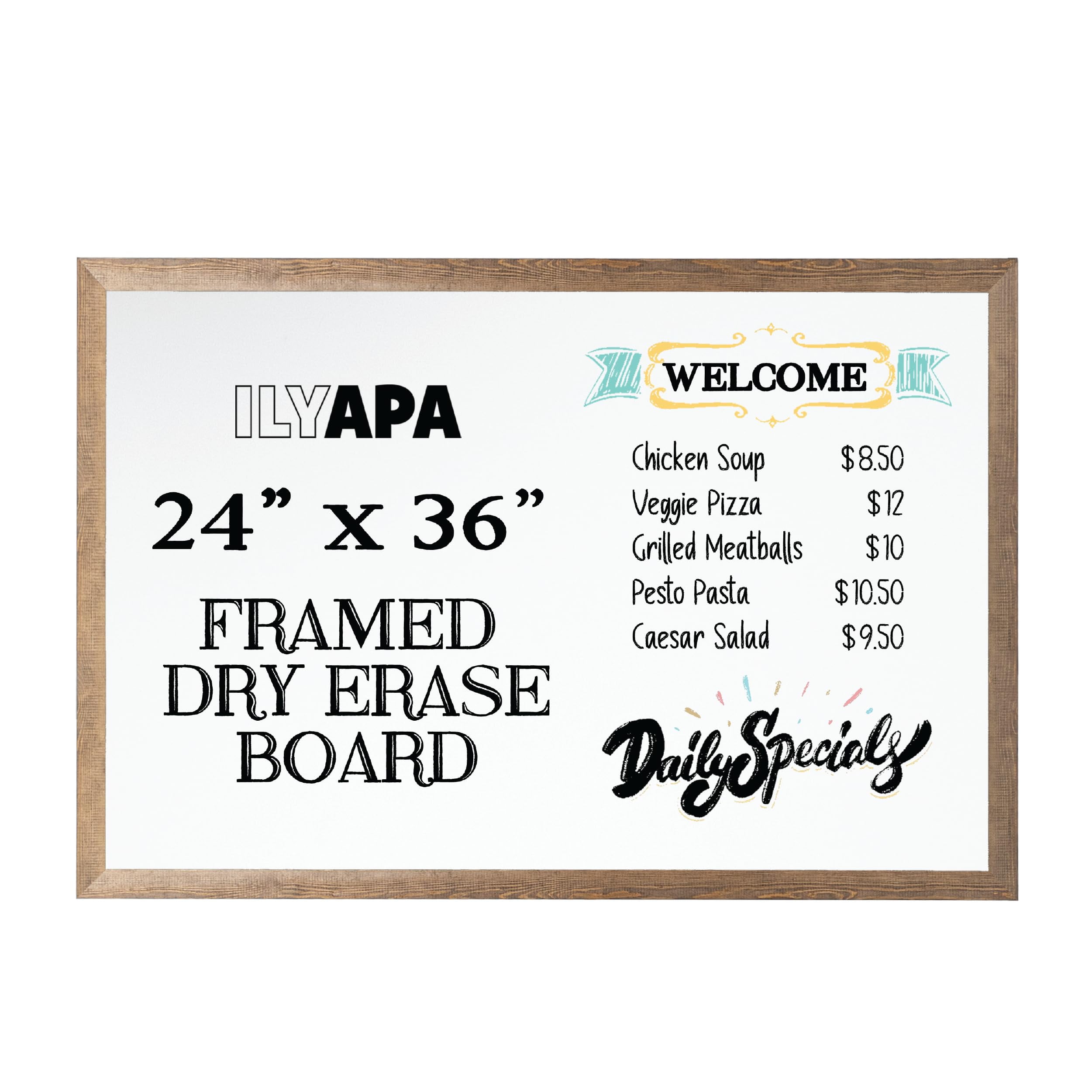 Ilyapa Extra Large Dry Erase Board for Wall - Wood Framed Magnetic ...