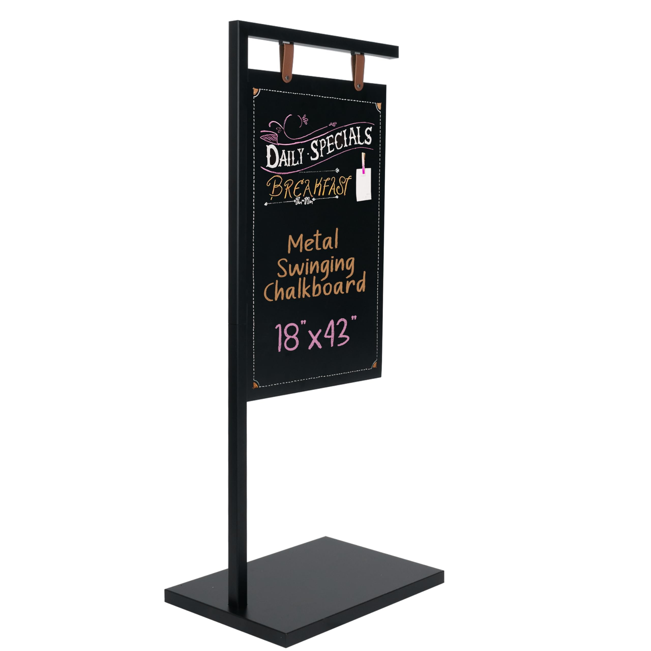 Ilyapa Metal Double Sided Swinging Chalkboard Sign - 18x43 in, Black ...