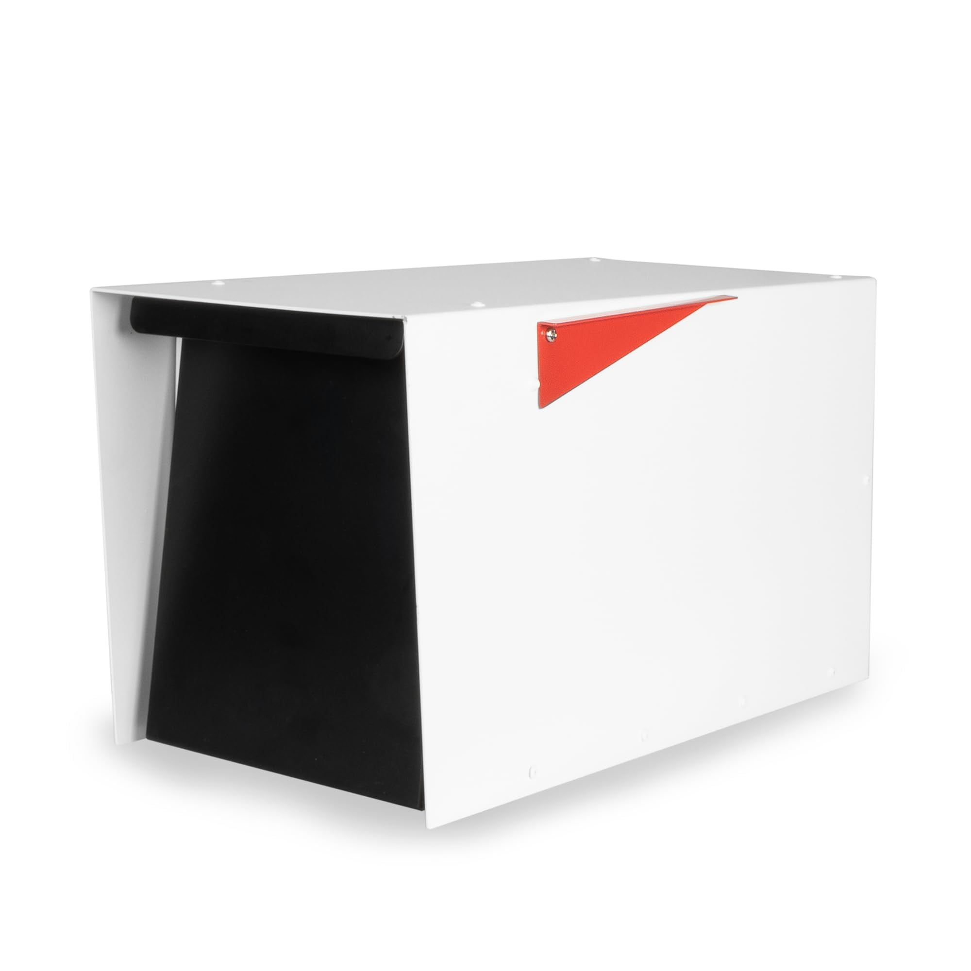 Ilyapa Modern Mailbox for Post Mount - White with Black Door Powder ...