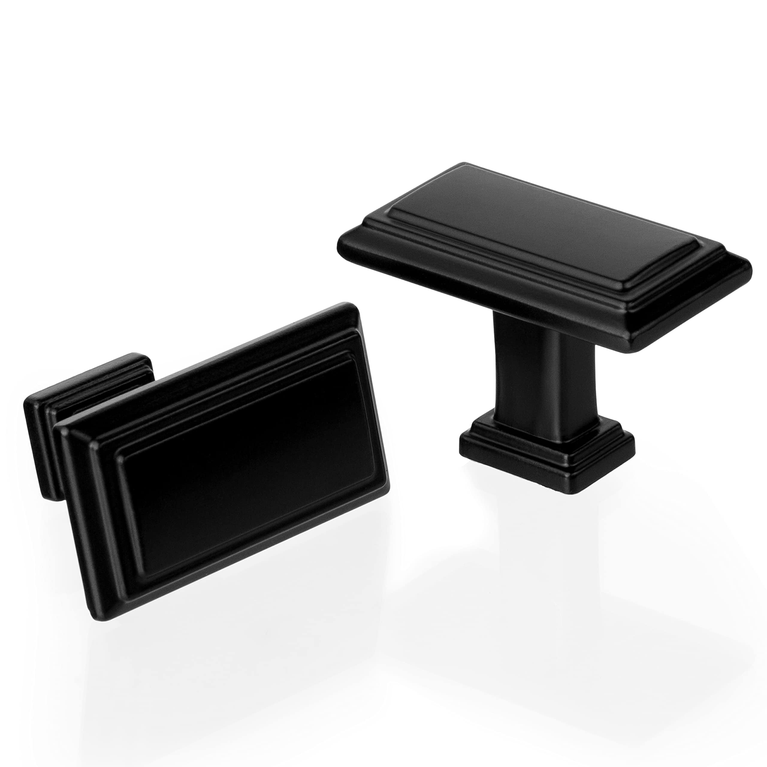 Ilyapa Rectangular Stepped Cabinet Knob, Black 10 Pack 1 inch Kitchen ...