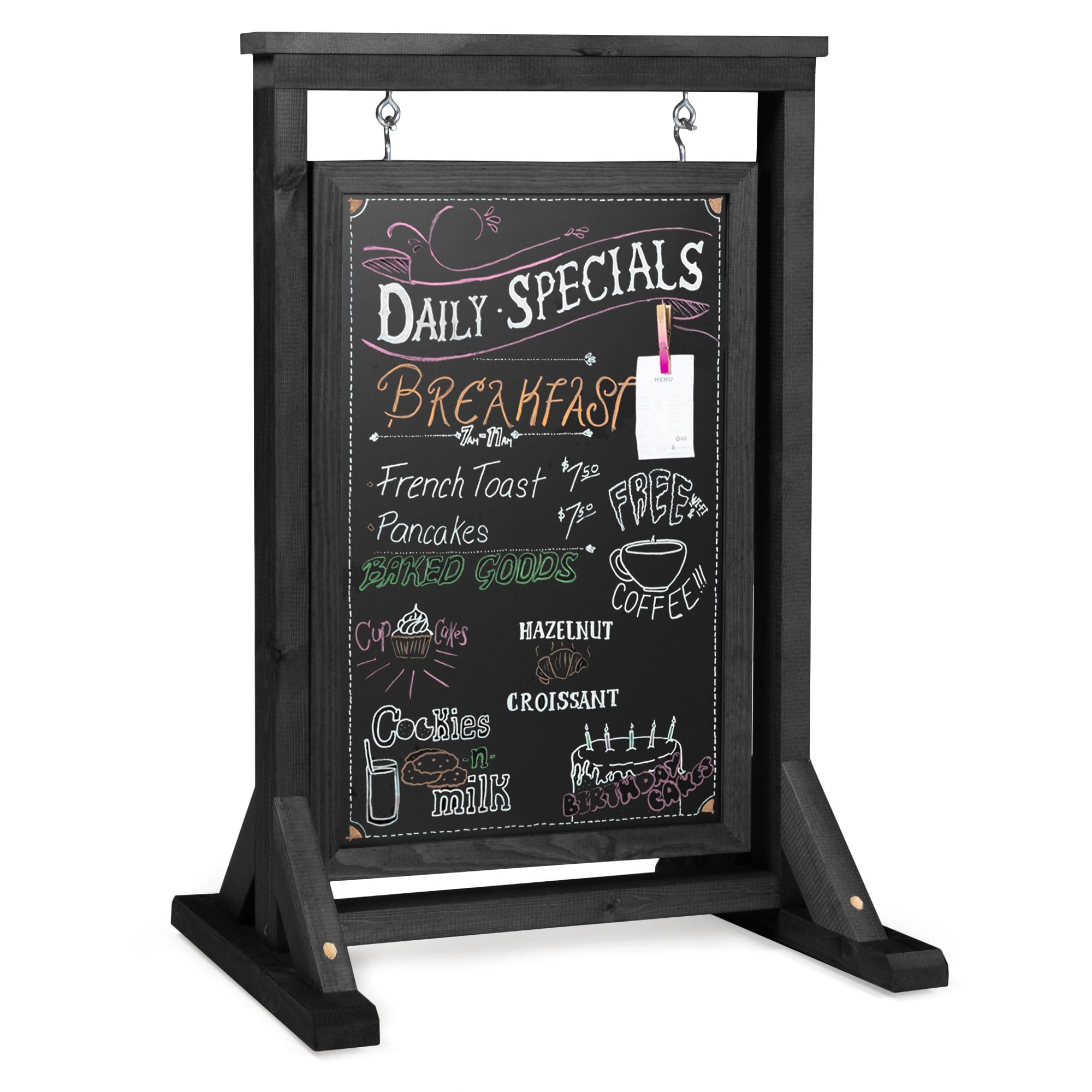 Ilyapa Rustic Double Sided Swinging Chalkboard Sidewalk Sign 21 x 32 ...