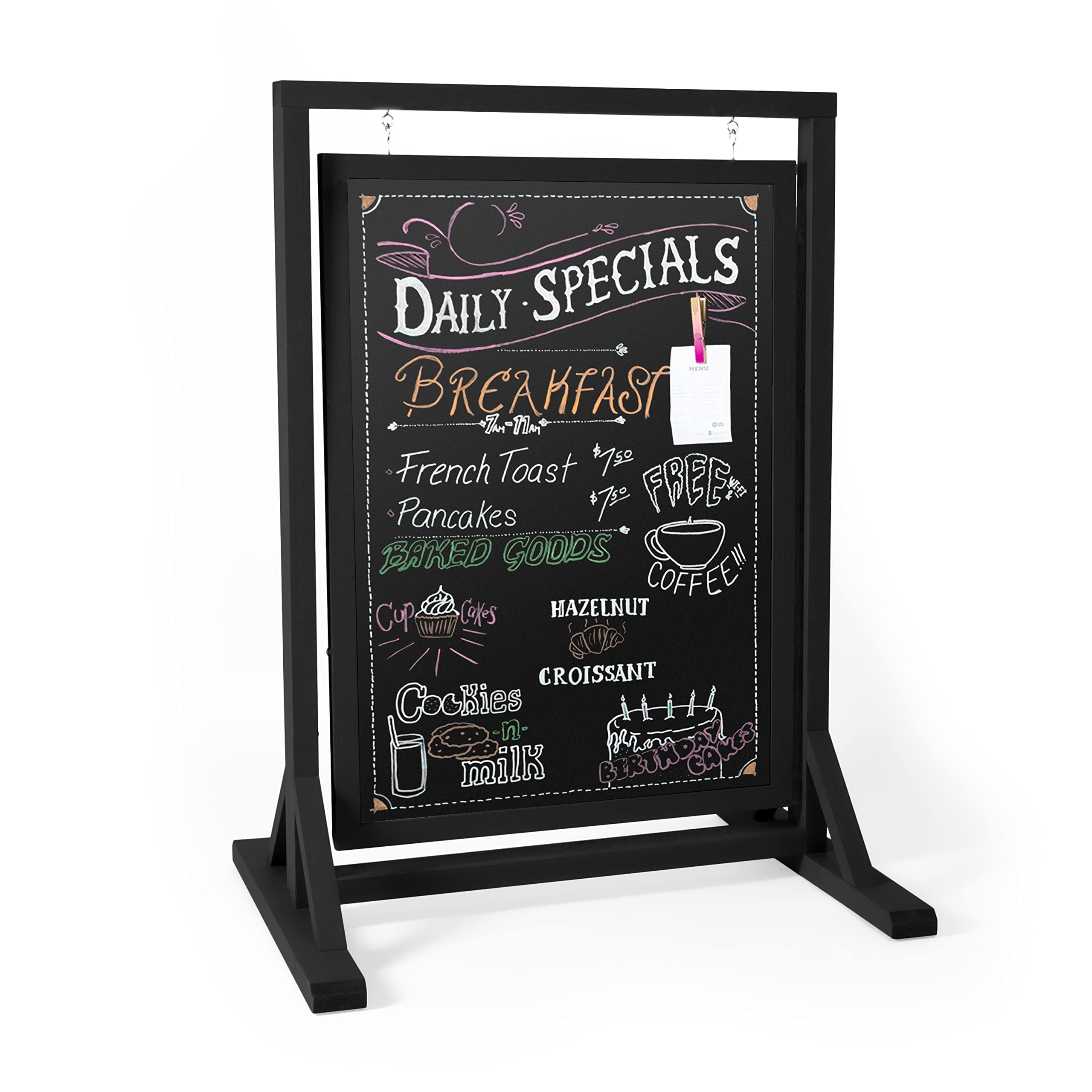 Ilyapa Rustic Double Sided Swinging Chalkboard Sidewalk Sign - Black ...