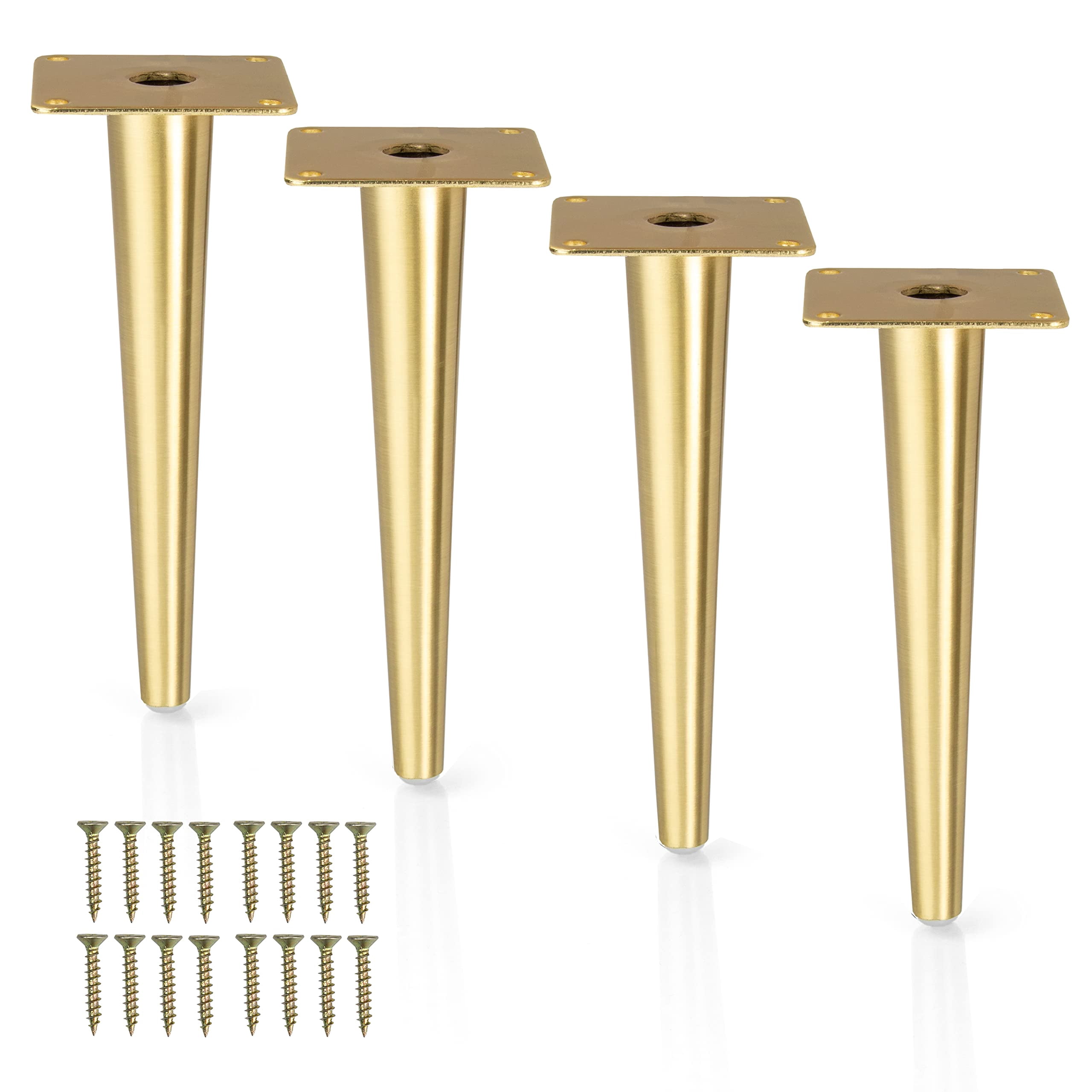 Ilyapa Tapered Metal Furniture Leg - Set of 4 Gold 8 Inch Tapered ...